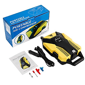 Digital Tire Inflator 12V DC Portable Auto Air Compressor Pump for Car Tires, 150 PSI Auto Shut Off with Emergency LED Flasher, Long Cable for Car, Bicycle, Motocycle, Air Boat and Other Inflatables