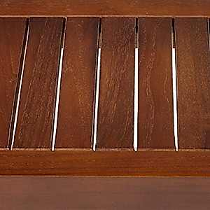 ALA Teak Classic 24 Teak Wood Shower Bath Spa Waterproof Stool Bench with Shelf Brown