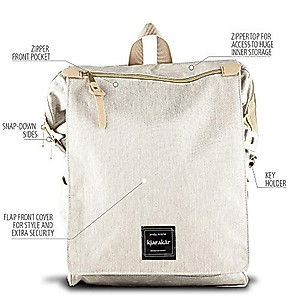 KJARAKÄR Classic Casual Backpack | Metal Zippers |Flexible Design for Gym Work School Diaper Bookbag