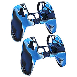 Gamepad Protective Cover Comfortable Anti Extrusion Dust Proof Sweat Proof Game Controller Skin ,for Gamepad(Camouflage blue)