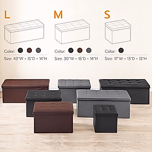HOOBRO 43.3 Inchs Folding Storage Ottoman Bench, Storage Chest, Footrest, Coffee Table, Padded Seat, Upholstered Top, Holds up to 660 lb, for Living Room, Bedroom, Entryway, Brown BR110CW01
