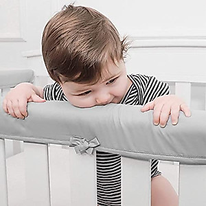 Ruddiscrad Soft Bed Edge Anti Collision Cover, 3 Pieces (one Set) Wrapped Edge Protector Strip Cushion for Teething Bed Guardrail Cover Furniture Boys & Girls for Standard Críb (Grey)