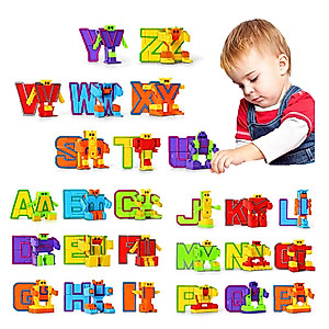 Odowalker Alphabet Robot Action Figures 26 Pieces 2" Letters Alpha Bots Educational ABC Preschool Learning Stem Montessori Classroom Teaching