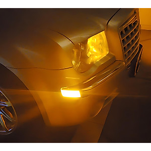 iJDMTOY Clear Lens Amber Full LED Front Side Marker Light Kit Compatible with 2005-10 Chrysler 300, Powered by 45-SMD LED, Replace OEM Sidemarker Lamps