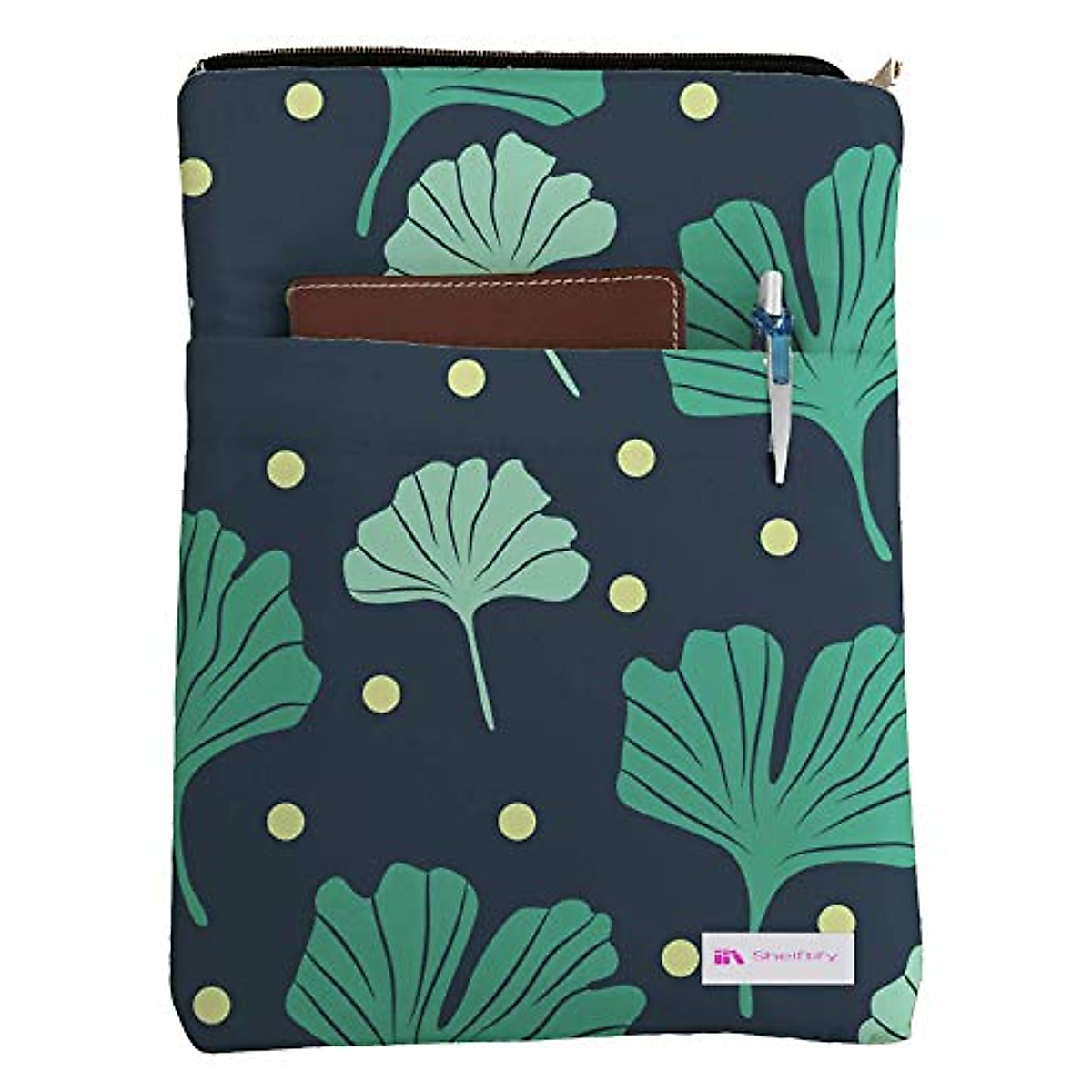 Gingko Book Sleeve - Book Cover for Hardcover and Paperback - Book Lover Gift - Notebooks and Pens Not Included