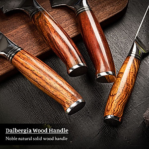 YARENH Knife Set with Magnetic Block 5 Piece, Professional Kitchen Knife Set, 73 Layers Damascus High Carbon Stainless Steel, Natural Sandalwood Handle, Sharp Chef Knife