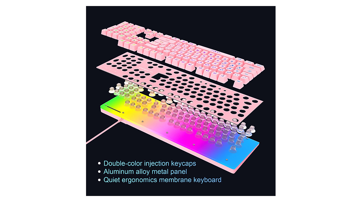 MageGee RGB Gaming Keyboard & Mouse Combo - Pink
