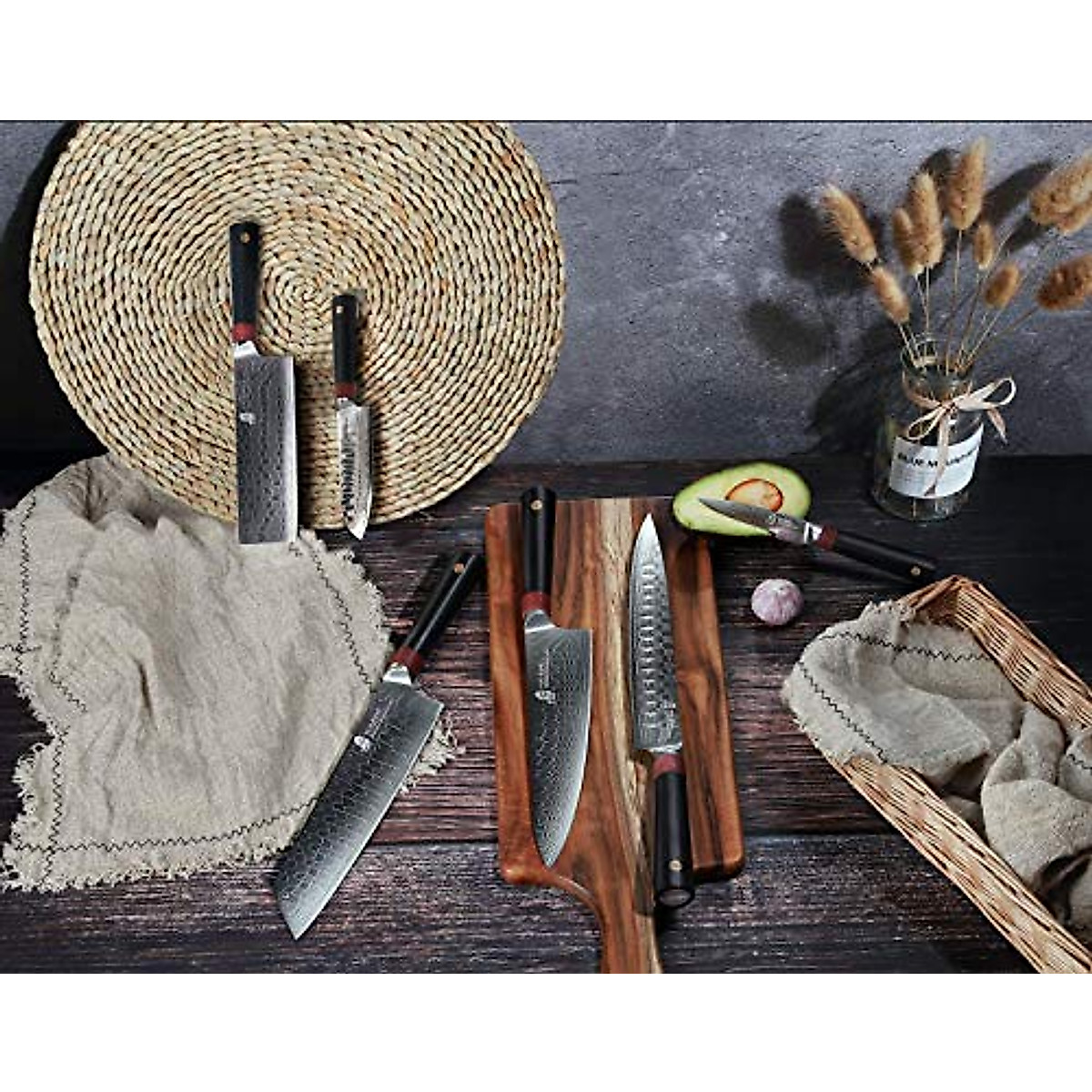 TUO Damascus Chef's Knife - Kitchen Chef Knives - Japanese AUS-10 Damascus Steel - Dishwasher Safe G10 Handle - Gift Case Included - RING-RC Series TC0301RC - 8"