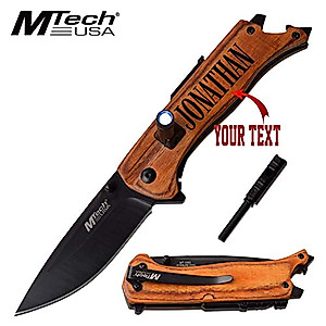 Just Customized Personalized M Tech Knife For Groomsman, wedding,Father's Day Gift, Engraved With Your Personalizations, Design Your Own (MT-1082BR)