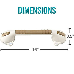 DMI Suction Cub Grab Bars for Bathroom, Shower Grab Bar, Shower Handles for Elderly, Grab Bars for Bathtubs and Showers, Suction Grab Bar for Shower, Tub Grab Bar, 16 Inch, Sand