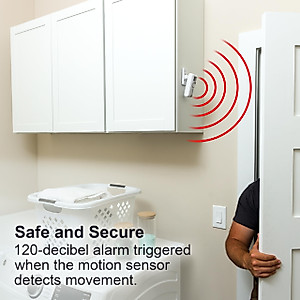 GE Personal Security Motion Sensing Alarm with Keychain Remote, 120dB Siren, Easy to Use, Easy to Install, No Wiring, Home Protection, 51207,black