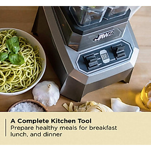 JAWZ High Performance Blender, 64 Oz Professional Grade Countertop Blender, Food Processor, Juicer, Smoothie or Nut Butter Maker, Simple 2 Speed Toggle Switch w Pulse, Stainless Steel Blades, Silver