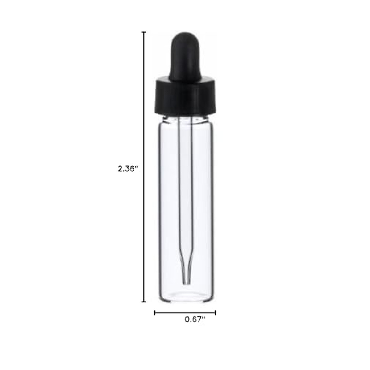 2 Dram Clear Glass Vial - Dropper - Pack of 12