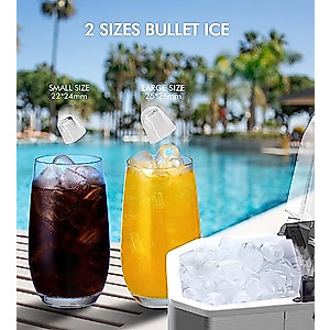 Ice Maker Countertop - Portable Ice Machine Makes 26 lbs of Ice in 24 Hours, 9 Ice Cubes in 6 Minutes, Self-Cleaning - Compact Nugget Ice Maker with Scoop and Basket for Home, Kitchen, and RV (Silver)