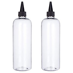 sdoot Applicator Bottle for Hair, 16.9 ounce Hair Color Applicator Bottle 2 Pack Squeeze Bottle Transparent Oil Bottles for Hair, PET Plastic Refillable Bottles with Twist Top Cap