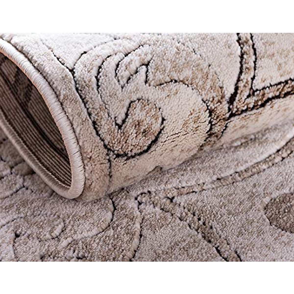 Unique Loom Rushmore Collection Classic Traditional White Tone-on-Tone Textured Intricate Design Area Rug (3' 0 x 9' 10 Runner, Tan/ Beige)