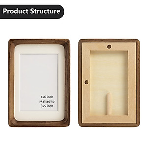 Hans Picture Frame,Made of Solid Wood Photo Frame for Wall Mounting or Tabletop Diaplay(Walnut,4"x6" matted to 3"x5")