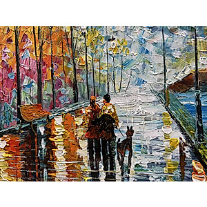 Alenoss Abstract Canvas Paintings 3D Modern Oil Paintings on Canvas 28x40 Inches Contemporary Colorful Landscape Wall Art Romantic Couples Blue Artwork for Home Decorations