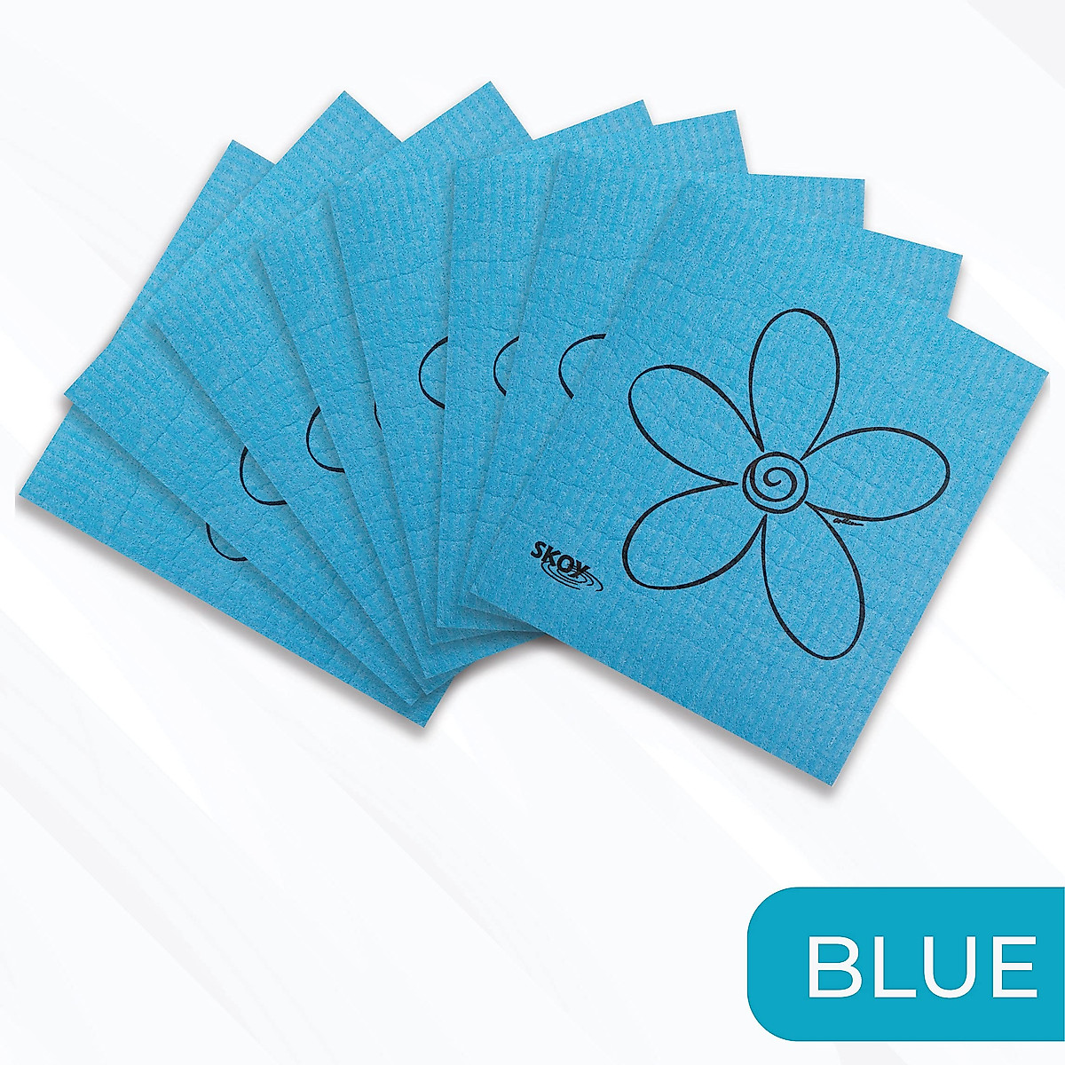 Skoy Cloth, 8-Pack Eco-Friendly and Reusable Swedish Dishcloth, for Kitchen and Household Use, Environmentally Friendly, Plastic-Free, Blue