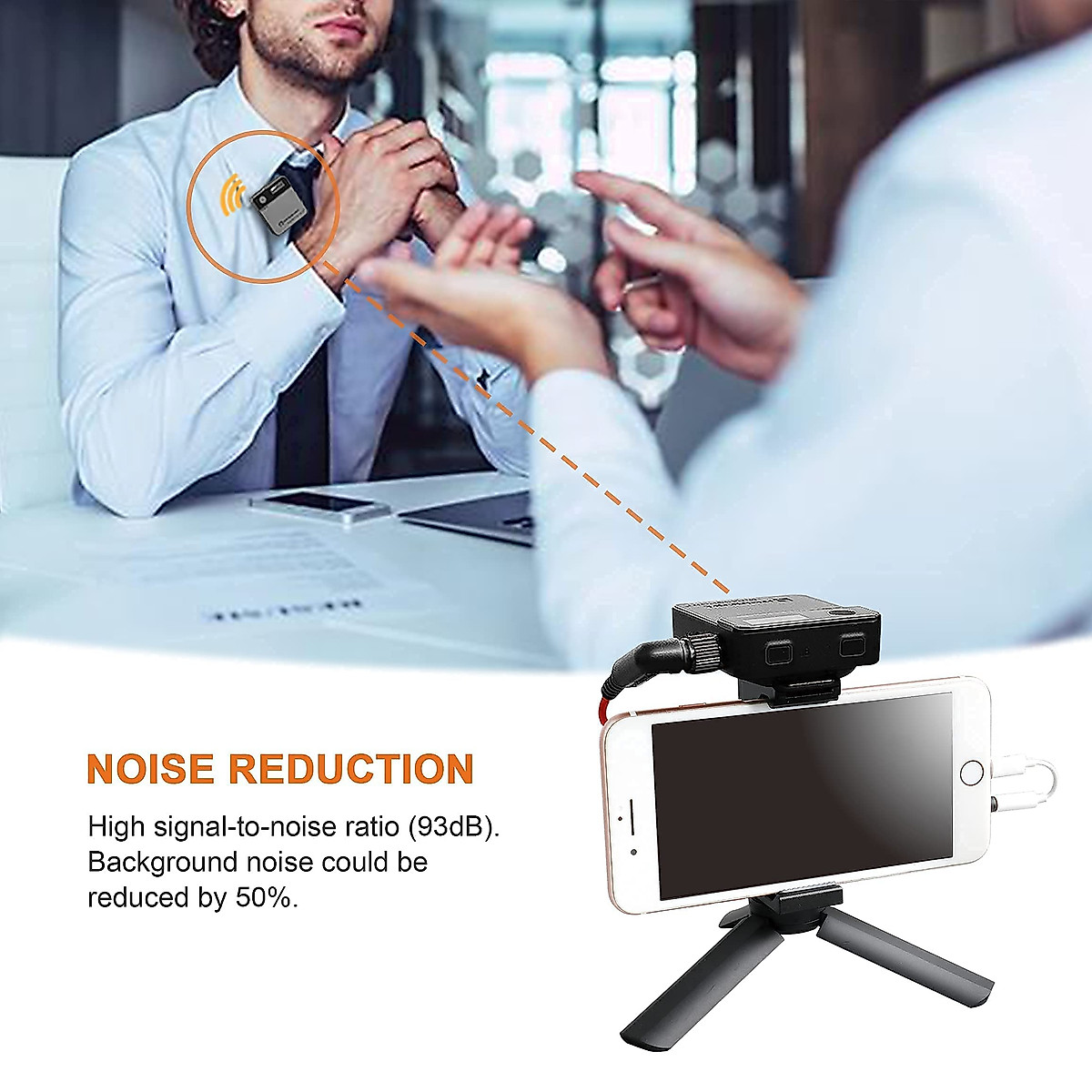 RELACART Wireless Lavalier Microphone System, Mi1 2.4GHz Wireless Lapel Mic with 1 Transmitter, 1 Receiver and 1 Lavalier Microphone Compatible with DSLR, Camera, Camcorder, Smartphone, iPhone