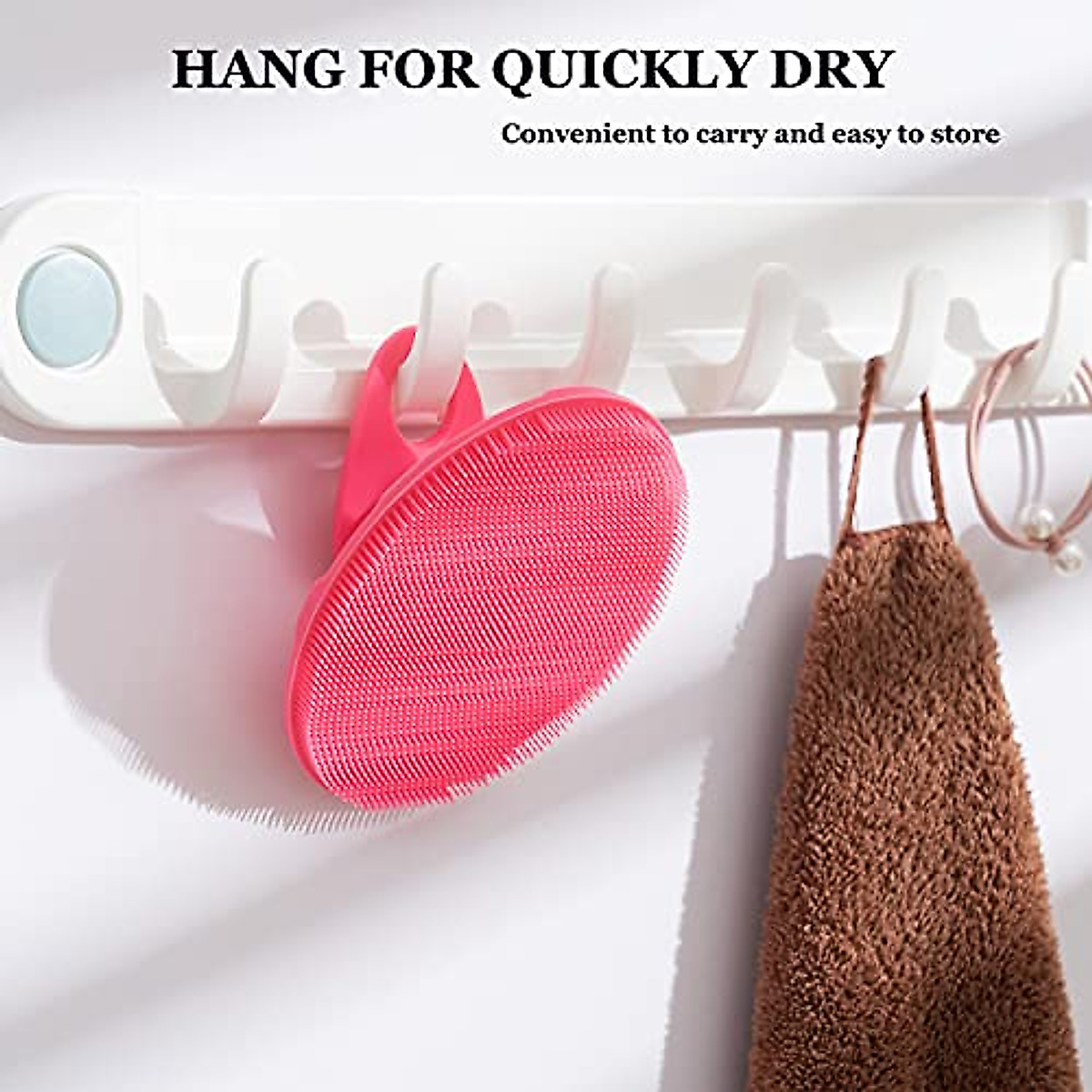 YEADMAL Silicone Body Scrubber Shower Cleansing Brush Pad Bath Exfoliating Soft Bristles SPA Massage Skin Care Tool,for Sensitive and All Kinds of Skin (Pink)