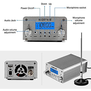 NIORFNIO 15W Fm Transmitter - Bluetooth Wireless Stereo Broadcasting Range 87-108mhz Transmitter, Used in Churches, Cars, Shopping Malls, Lecture Halls, Private Radio Stations