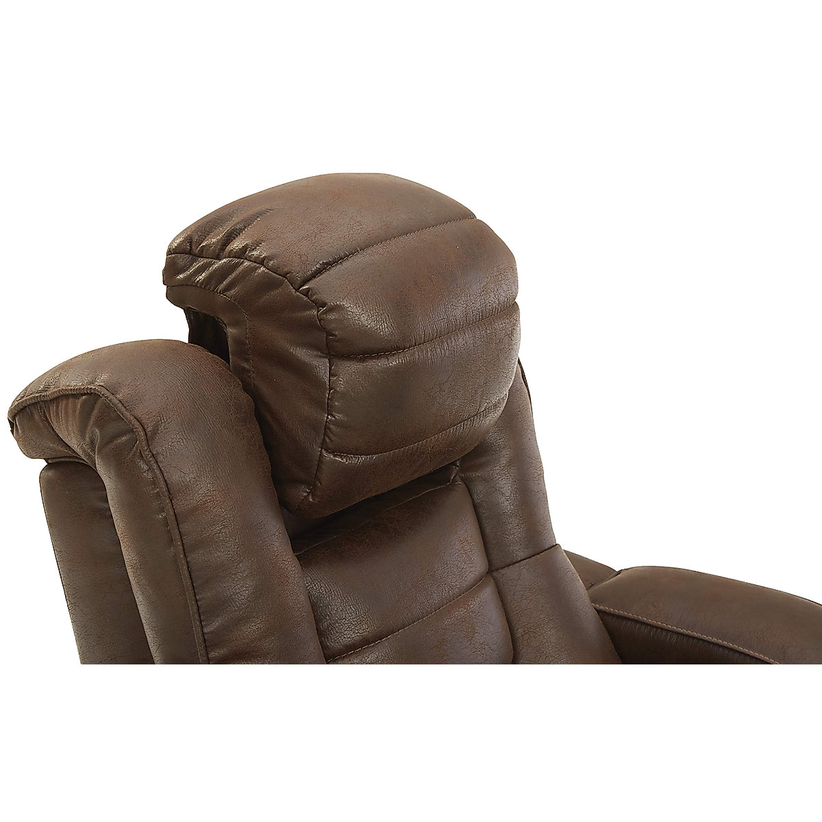 Signature Design by Ashley Owner's Box Faux Leather Power Recliner with Adjustable Headrest, Brown