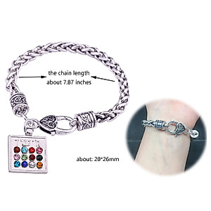 VASSAGO Ancient Amulet Judaic Hoshen 12 Tribes of Israel Breastplate of the High Priest Pendant Jewish Wheat Chain Bracelet (colorful)