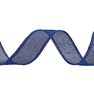 MEEDEE Royal Blue Burlap Ribbon 1.5 Inch Wired Edge Roll for Christmas Wreath, Welcome Wreath, Gift Wrapping, Garland, Bows Making, Swag, Home Decor (10 Yards)