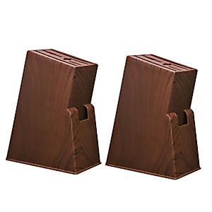 HONMEET 2pcs Knife Block Countertop Butcher Block Tools Storage Shelf Wood Knife Holder Kitchen Knife Storage Holder Knives Organizer Block