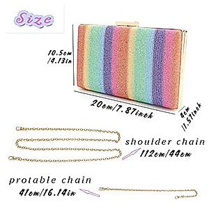 ELABEST Rainbow Evening Clutch Bag Chic Handbag Money Purses Sparkly Sequin Crossbody Shoulder Cocktail Party Bags (Colorful)