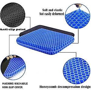 Gel Support Cushion，Gel Seat Cushion,with Non-Slip Cover,Help for Relieving Back Pain ,use for The Car,Office,Wheelchair (Blue)