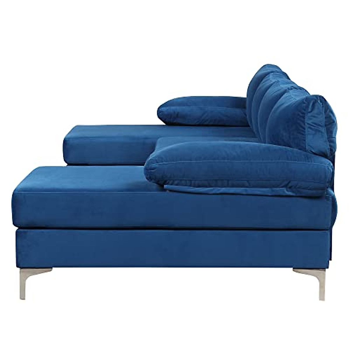 Novezza Home Modern Sectional U-Shaped Couch with Soft Velvet Fabric for Living Room Apartment, Sofa with Double Extra Wide Chaise and Comfortable Backrest, Large, Navy