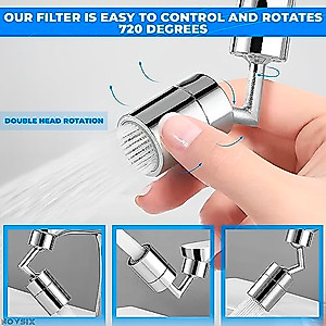 2Pcs Universal Rotating Faucet Extender - Swivel Extension Faucet Aerator Bathroom Sink Filter 720° Rotatable Faucet Sprayer Head - Kitchen Faucet Head Replacement Water Filter for Sink Faucet