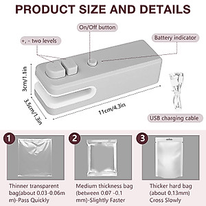 Mini Bag Sealer, 2024 Upgrade USB rechargeable Bag Sealer 2 in 1 Bag Sealer and Cutter Magnetic USB Rechargeable Mini Sealing Machine Heat Seal Tool for Plastic Bags,Snack Bags((Gray)