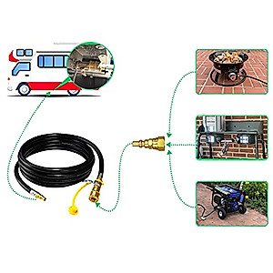 12 Ft Quick Connect Propane Hose for Rv to Grill, Upgrade Portable Fire Pit, Barbecue Grill, Camping Cook Stove to Quick Connection Interface, with 1/4" Quick Key Connect Plug X 3/8" Female Flare