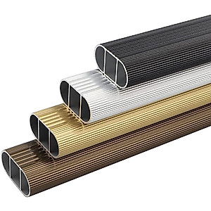 Btibpse Oval Closet Rods Heavy Duty Aluminium Alloy Wardrobe Rod Application Clothes Hanging Oval Rod 18/20/24/31/39 Inch for Closet Wardrobe (Black, 39")