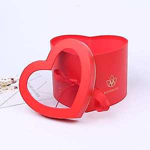 Xixcherg Heart-Shaped Paper Mache Boxes for Packaging, Luxury Flower Cardbord Boxes with Lids and Ribbons, Ideal for Crafting & Storage Accessories Cosmetics Jewelry Gifts Home (Red)