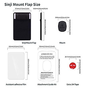 Sinjimoru Removable Cell Phone Wallet with Flap, Wireless Charging Compatible Cell Phone Card Holder for Back of Phone. Sinji Mount Flap Black