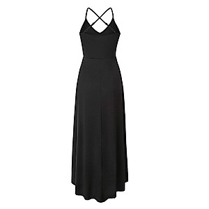 F_Gotal Women's Sleeveless Halter Neck A-Line Casual Party Dress Beach Sundress Party Cocktail Black