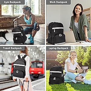 MoKo Womens Gym Backpack, Large Travel Backpack with Shoe Compartment Sports Bag with Wet Pockets 15.6 Inch Laptop Backpack Water Resistant Anti Theft Back Pack for Women Gifts, Black/Gray