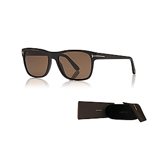 Tom Ford FT0698 Giulio 01J 59MM Shiny Black/Brown Geometric Sunglasses for Men + BUNDLE with Designer iWear Eyewear Kit