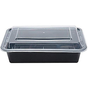 SAFEPRO 38 oz. Black Rectangular Microwavable Container with Clear Lid (Case of 100)