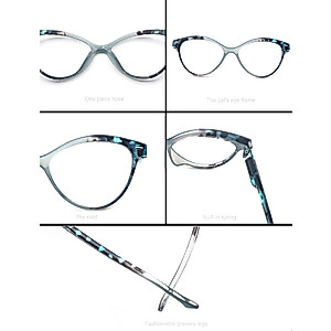 MODFANS 4 Pack Cat Eye 1.5 Reading Glasses for Women,Fashion Ladies Design Comfortable Spring Hinge Stylish 4 Pair Women Readers with 4 Pouch