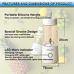 LLLJJJ Portable Blender, Mini Blender with USB Charging Function, Mini Blending Juicer for Fruits and Milkshakes, can Squeeze Juice in 45s, Suitable for Family, Travel, Outdoor, Micro Blender(1 PCS)