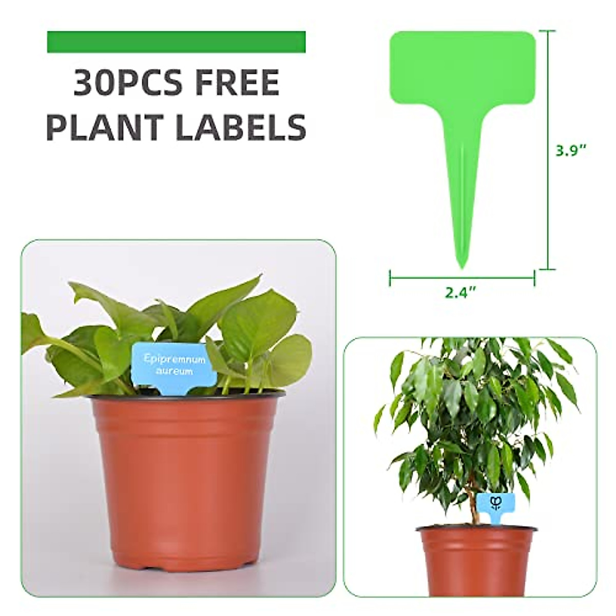 Kleeblatt 100 Pcs Nursery Pots 6 Inch, Plastic Planter Nursery Pots with 30 Pcs Plant Labels, Seedling Pots and Seedling Flower Plant Container