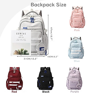 LANSHIYA Cute Aesthetic Backpack for Girls Middle School Students Bookbag Teens Solid Color Lightweight Travel Daypack Casual Schoolbag with Coin Pouch,Blue