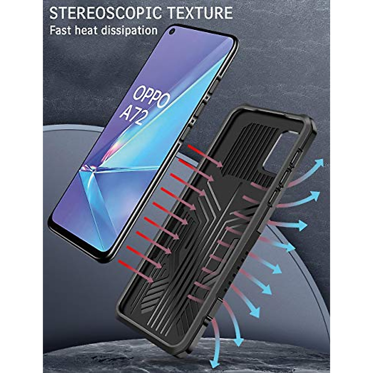 Lusheng Case for Reno2 Z Ultra-Thin PC+TPU Luxury Shockproof Back Cover Armor Bumper Bracket Anti Fall Protective Cover for Oppo Reno2 Z/F 6.53" -Grey