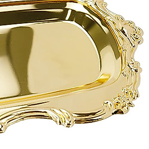 KUMGROT Fancy Serving Tray Tea Coffee Serving Tray Vintage Jewelry Organizer Elegant Dessert Platter Candy Table Supplies for Birthday Party Wedding Gold