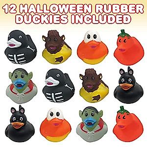 ArtCreativity 2.5 Inch Assorted Halloween Rubber Duckies for Kids, Pack of 12, Variety of Halloween Characters, Trick or Treat Supplies, Goodie Bag Fillers, Party Favors, Halloween Themed Bathtub Toys